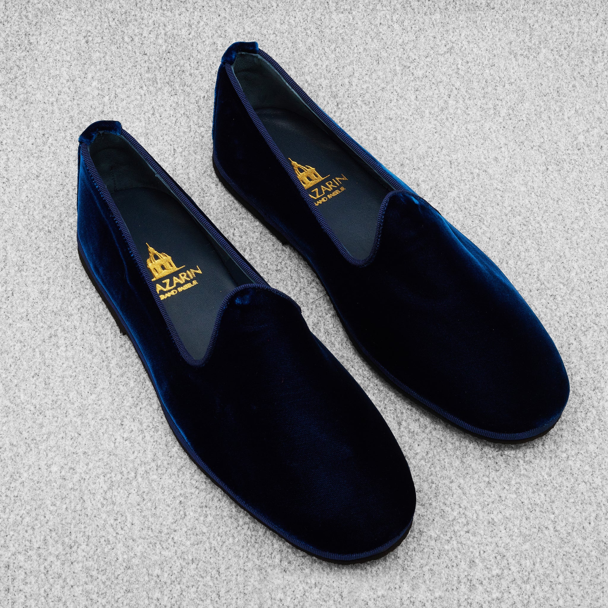 Navy blue velvet furlanes for men - Mazarin – Mes Chaussettes Rouges