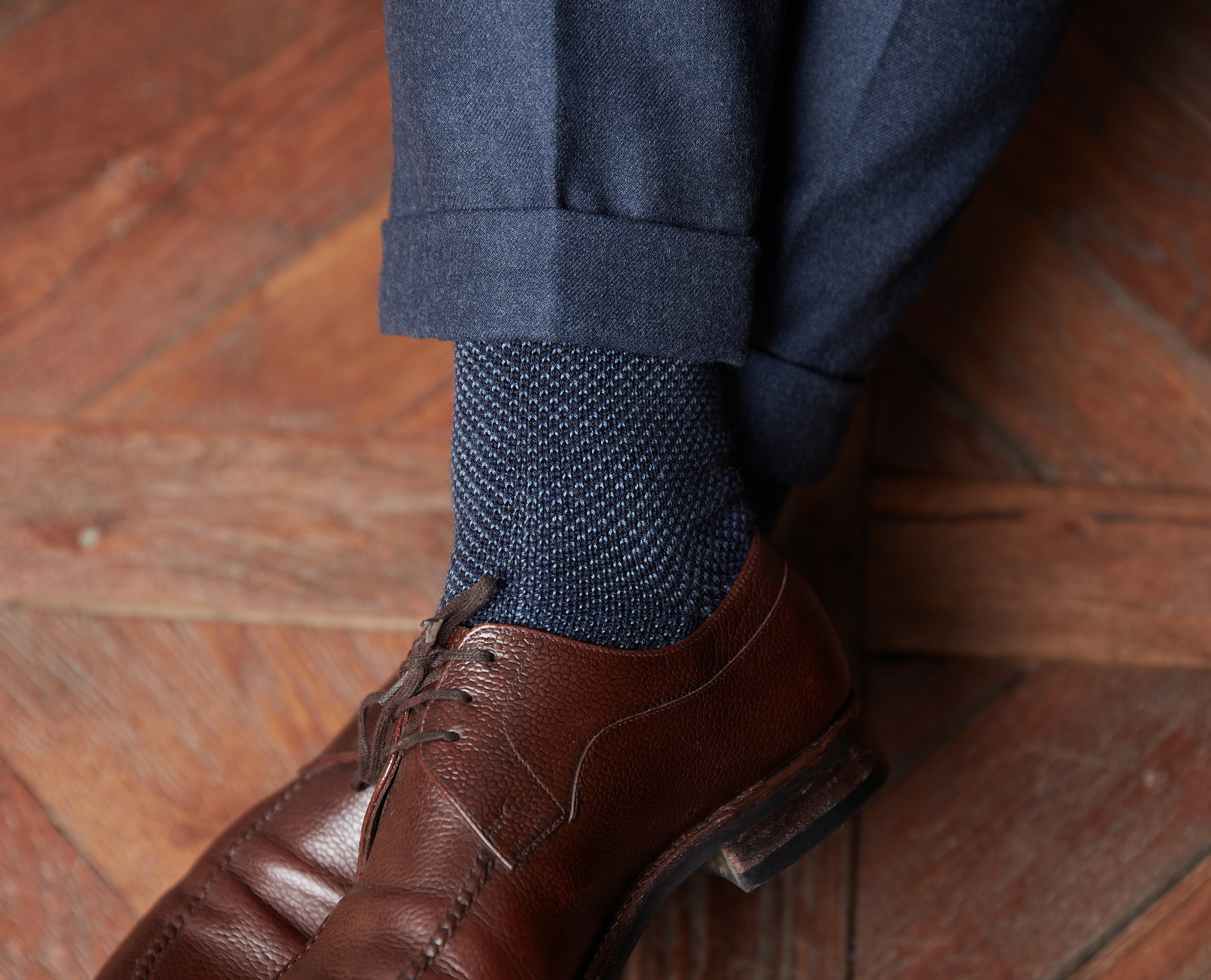 Navy and sky caviar short socks - Bison wool range - Mazarin – Mes ...