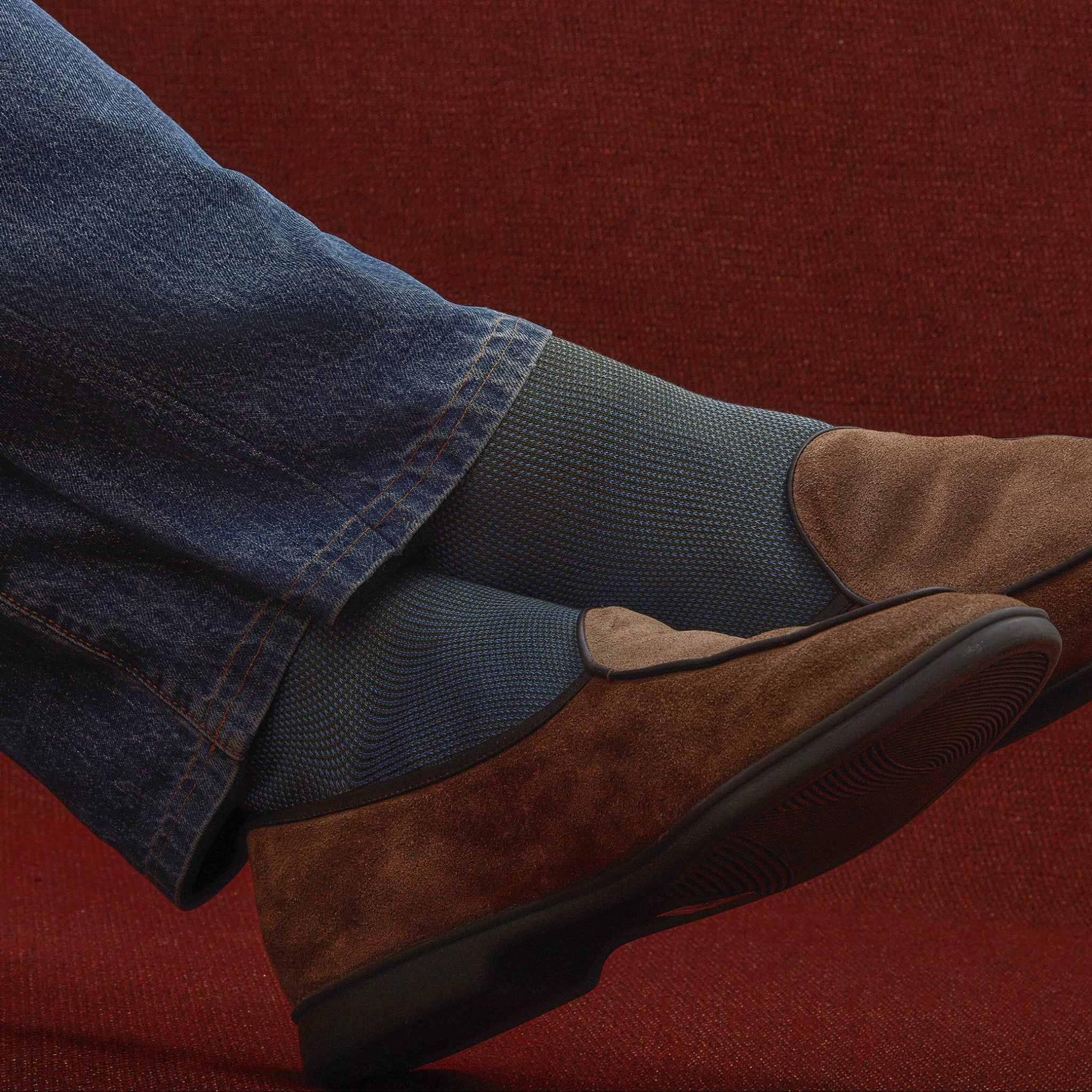Short socks with khaki & sky caviar pattern - Fil d'école - Mazarin ...