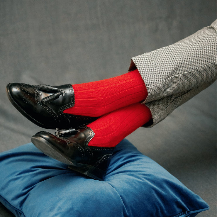 Red high socks - Cashmere - Mazarin – Mes Chaussettes Rouges