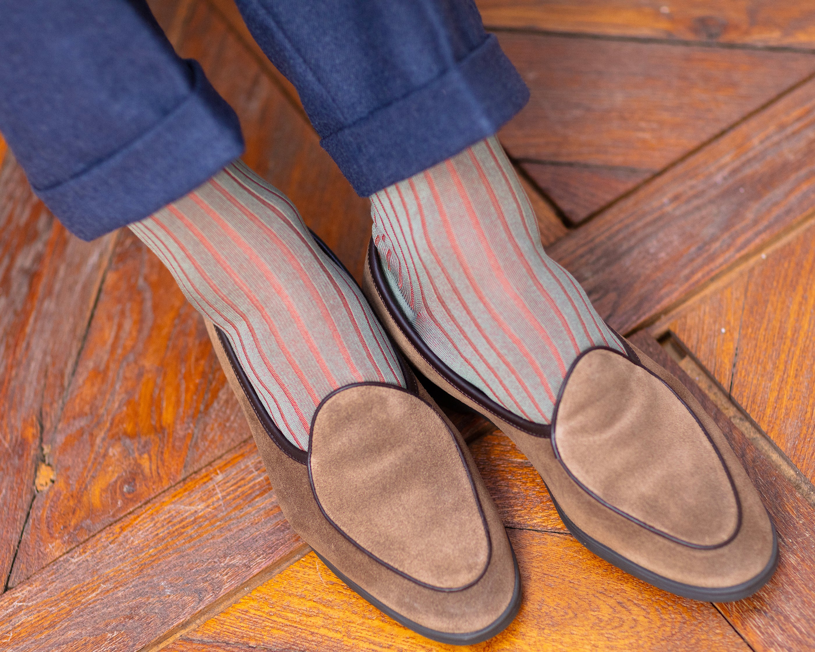 Mint & red high socks - Super-strong Cotton lisle - Mazarin – Mes ...