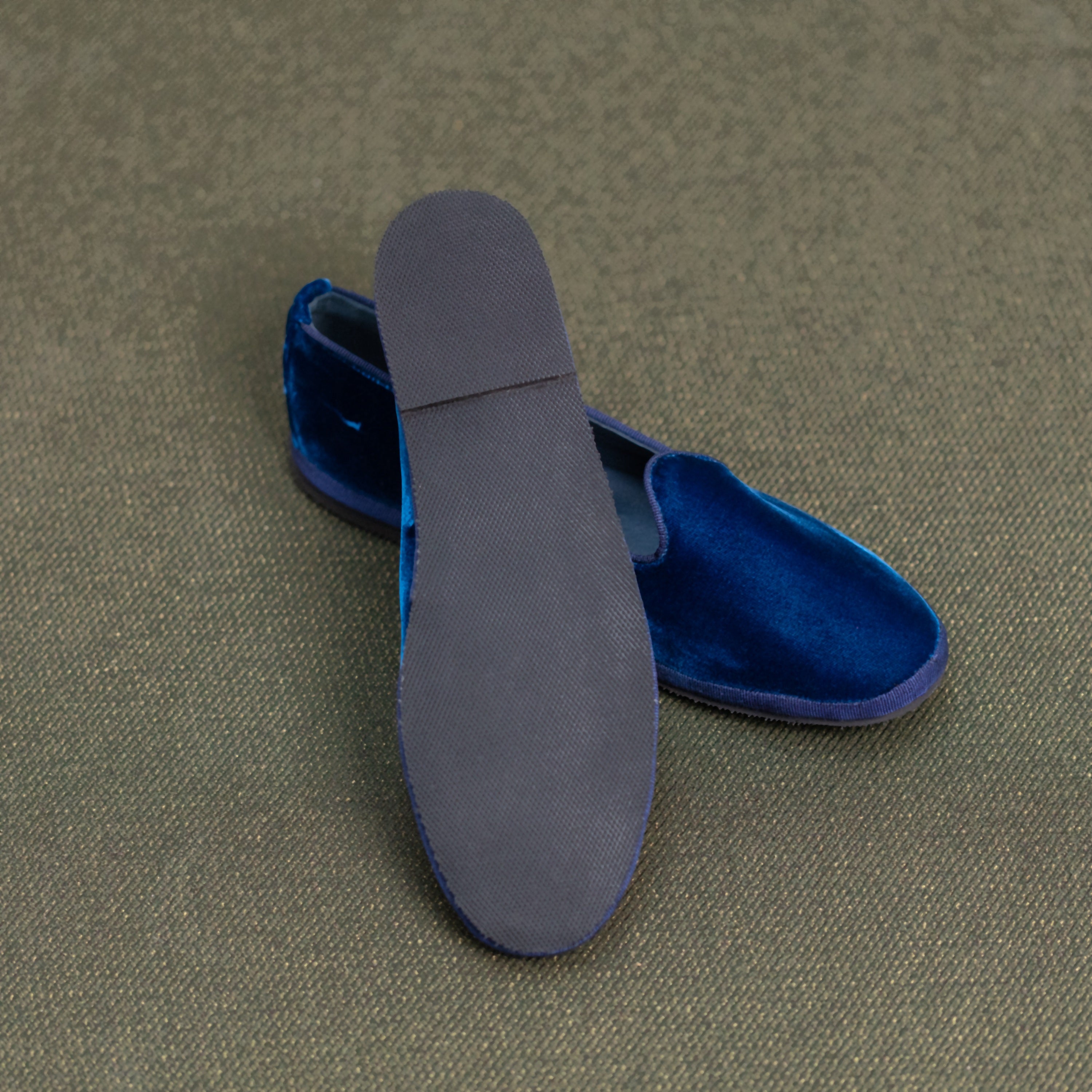 Navy blue velvet furlanes for men - Mazarin – Mes Chaussettes Rouges