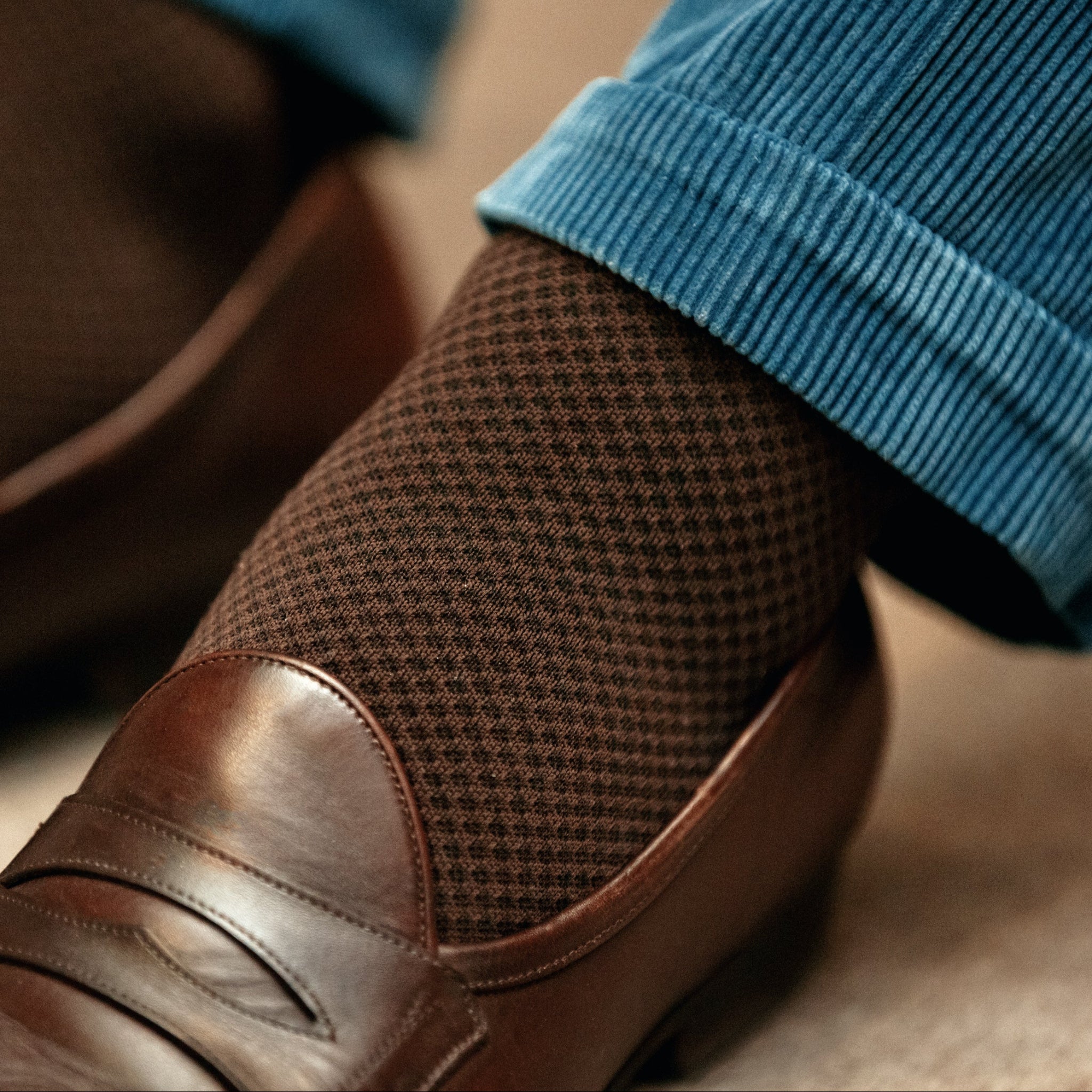 Men's brown cotton compression socks - Class 2 - Mazarin – Mes ...