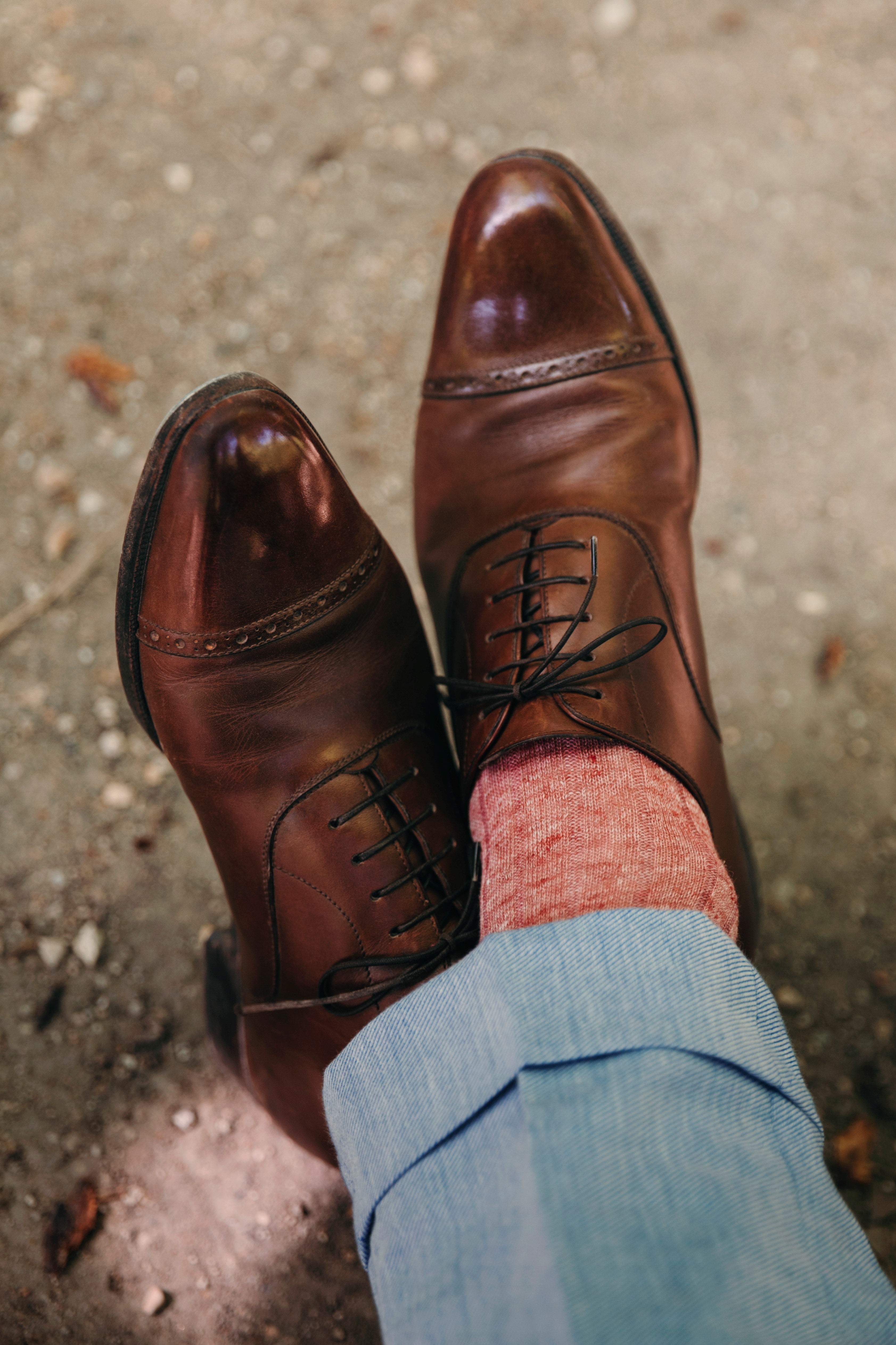 Mid-calf Bresciani linen socks in antique pink – Mes Chaussettes Rouges