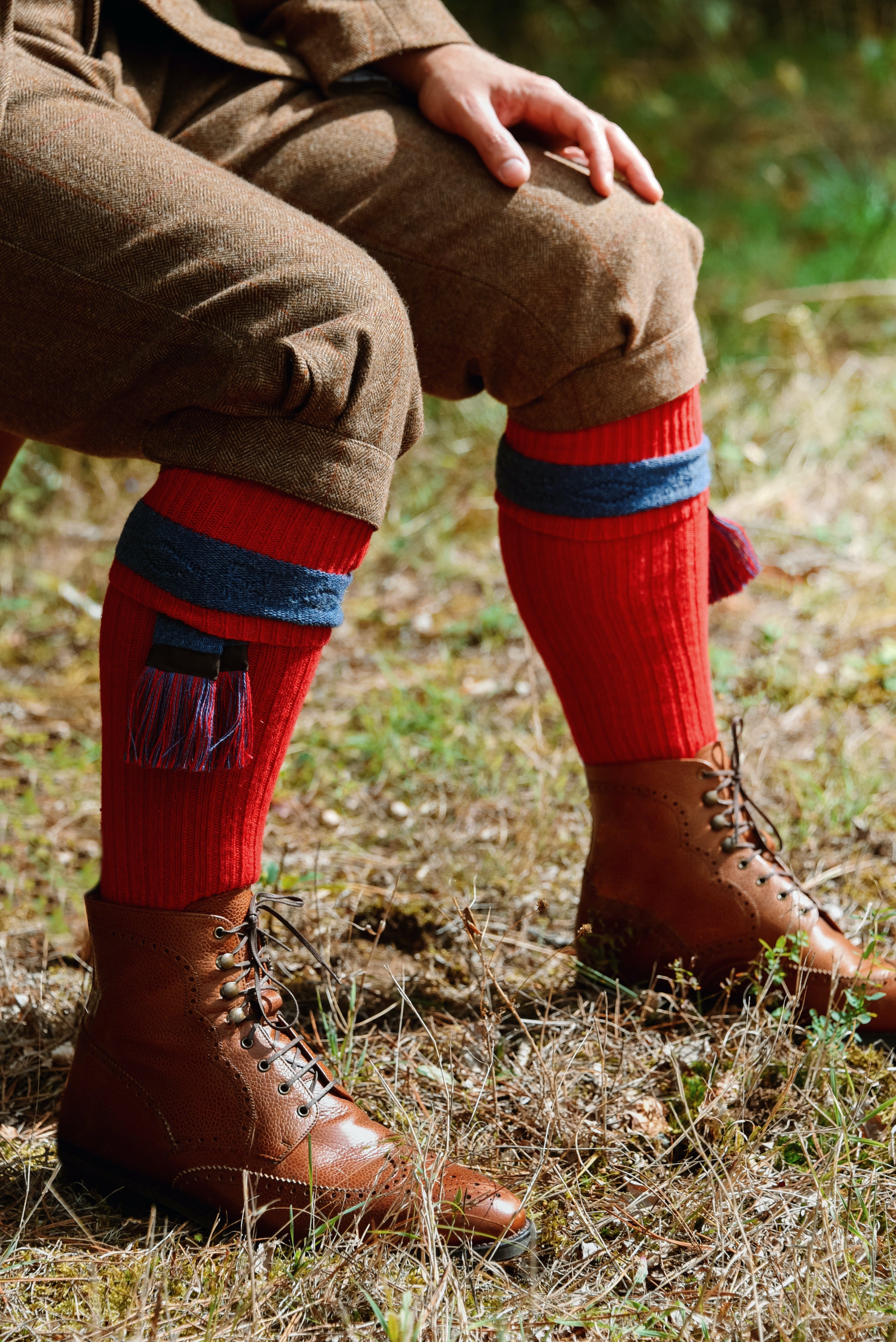 Chaussettes de chasse en laine Albert Baucet rouge et bleu – Mes ...