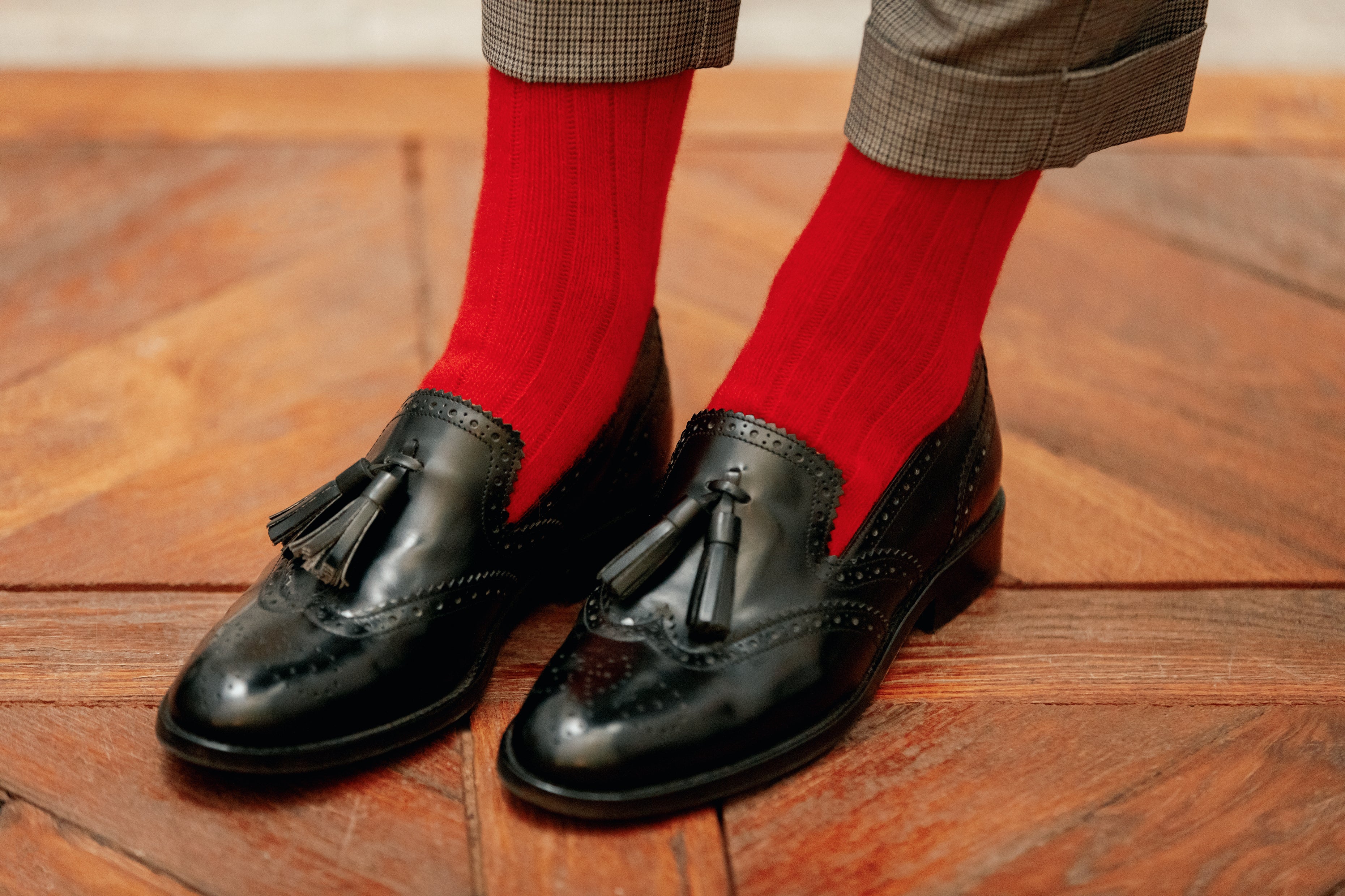 Red high socks - Cashmere - Mazarin – Mes Chaussettes Rouges